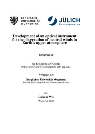 Hochschulschriften der UB Wuppertal (Migriert) / Development of an ...